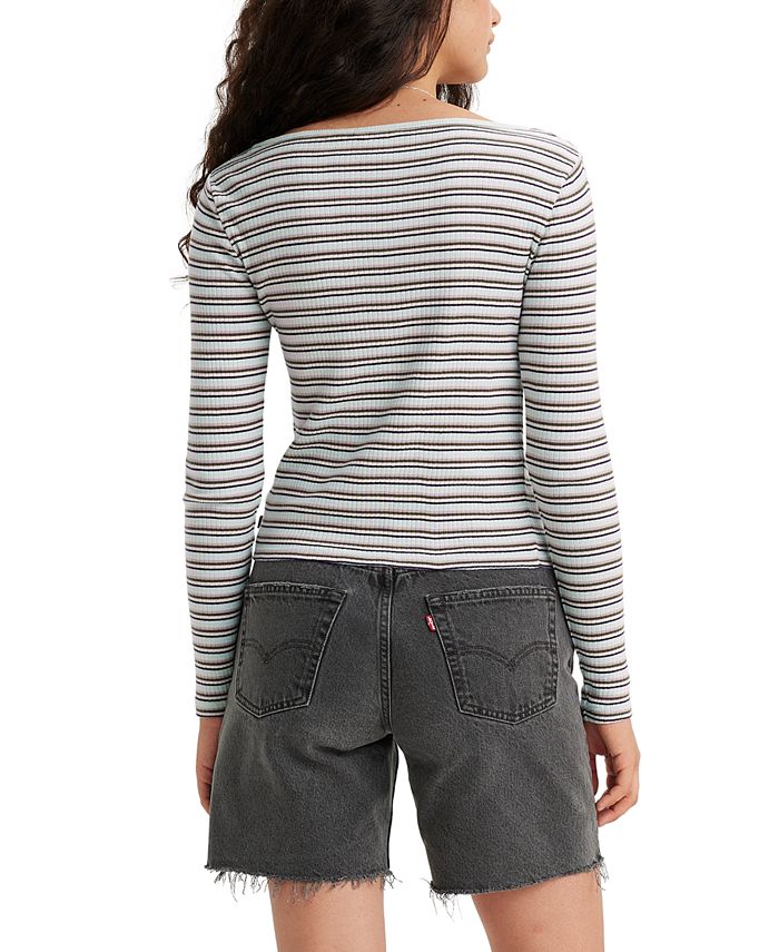 Levi's Women's Britt Slim Fit Long-Sleeve Snap-Front Top - Macy's