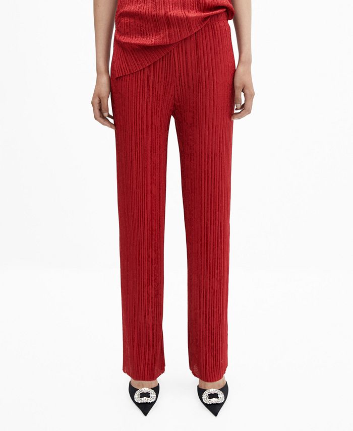 MANGO Women's Texture High-Waist Pants - Macy's
