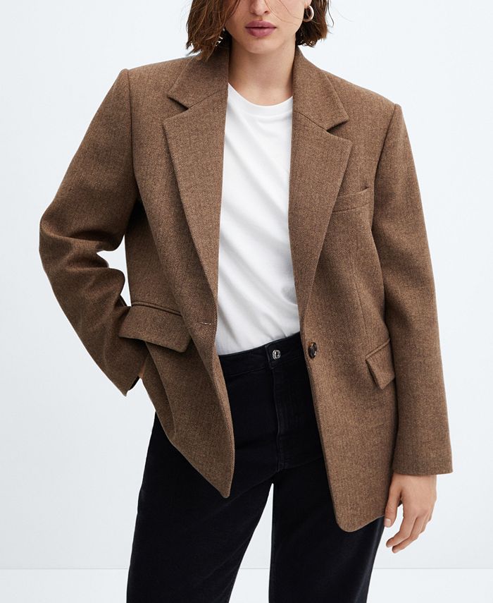 MANGO Women's Long Lapel Blazer - Macy's