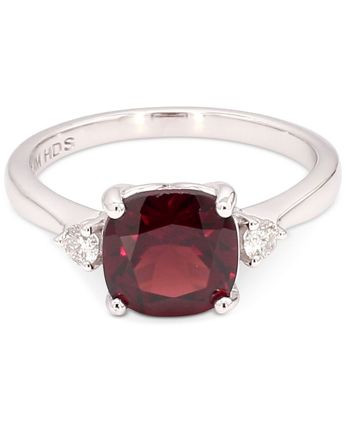 Macy's Garnet (2 ct. t.w.) & Diamond (1/8 ct. t.w.) Ring in 10k White ...