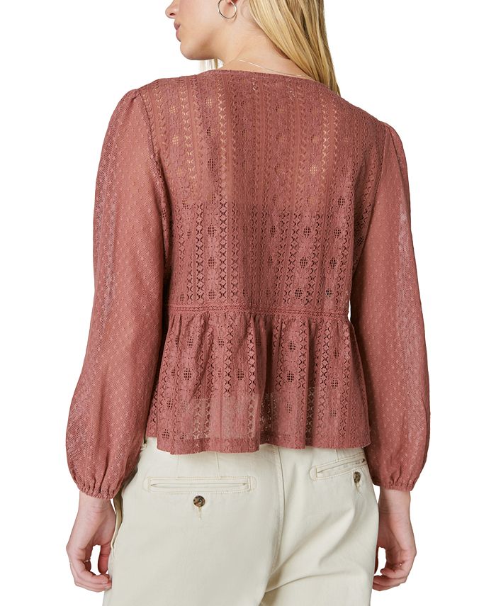Lucky Brand Women's Lace Date Night Button-Front Top - Macy's
