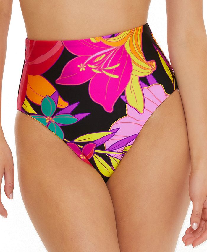 Trina Turk Womens Solar Floral Reversible Ultra High Waist Bikini