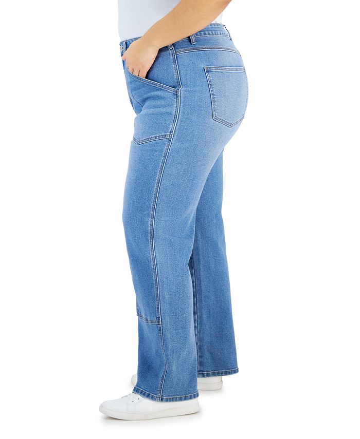 Gogo Jeans Trendy Plus Size Front Seam Straight-Leg Jeans - Macy's