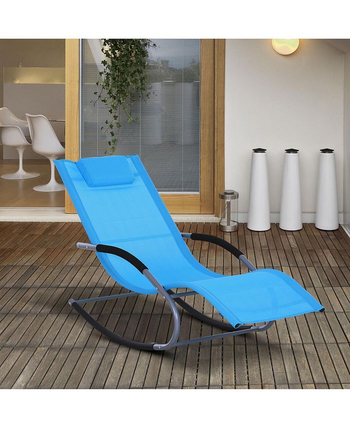 Outsunny Zero Gravity Rocking Chair Outdoor Chaise Lounge Chair ...