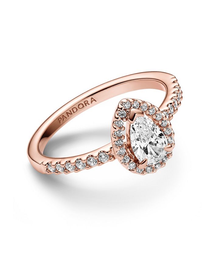 Pandora Cubic Zirconia Pear Halo Ring - Macy's