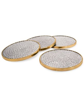 Elegant 4-Piece Silver-Coated Hammered Coaster Set of 4 - Macy's
