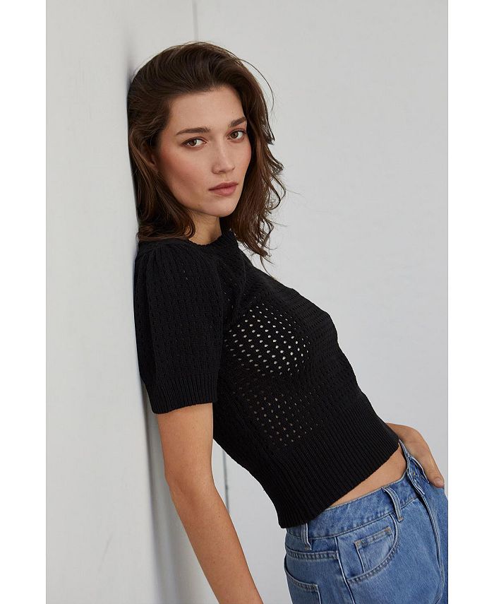 CRESCENT Women's Flynn Netted Sweater Top - Macy's