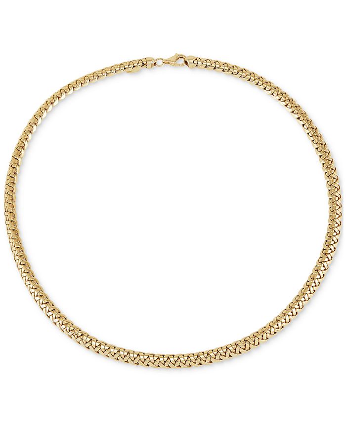 Italian Gold Polished Woven Link 17" Chain Necklace in 14k Gold - Macy's