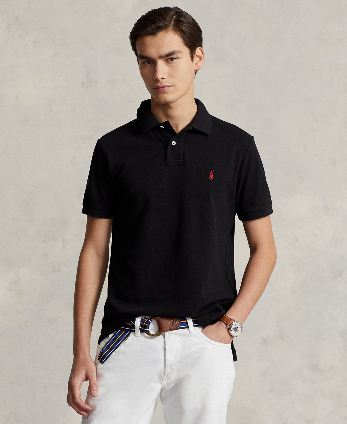 Polo Ralph Lauren Mens Custom Slim Fit Mesh Polo - Polo Black