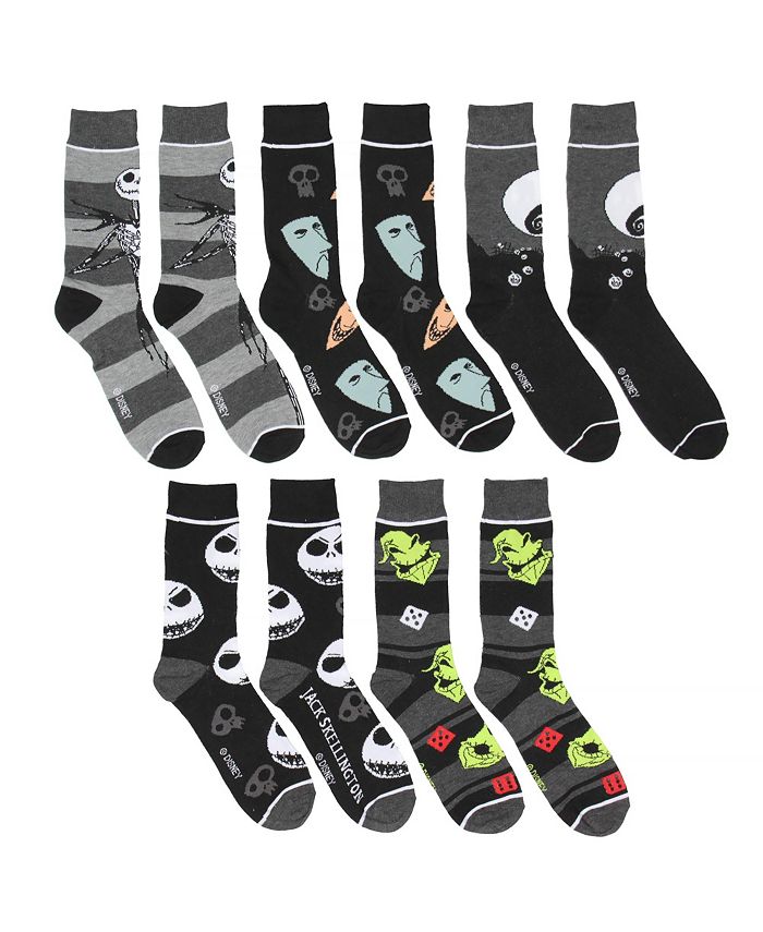 Disney The Nightmare Before Christmas Crew Socks 5 Pairs, Jack ...