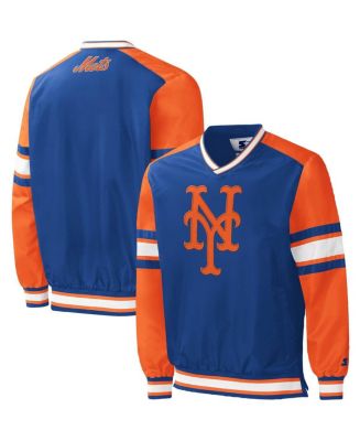 Men's Starter Royal New York Mets Yardline V-Neck Pullover Windbreaker ...
