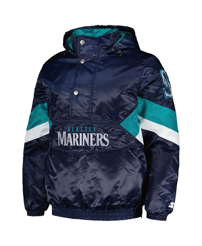 Starter Men's Navy Seattle Mariners Force Play II Half-Zip Hooded ...