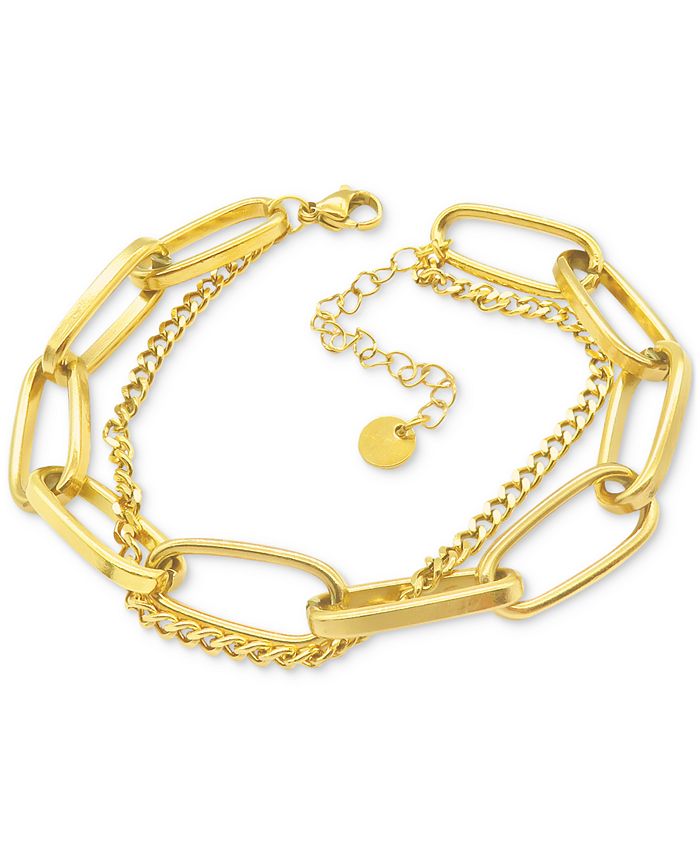 ADORNIA 14k Gold-Plated Oversized Paperclip Mixed Chain Bracelet - Macy's
