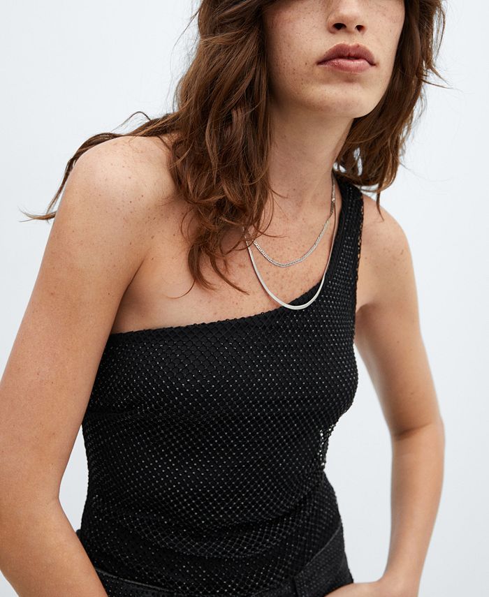 MANGO Women's Asymmetrical Neckline Bodysuit Top - Macy's