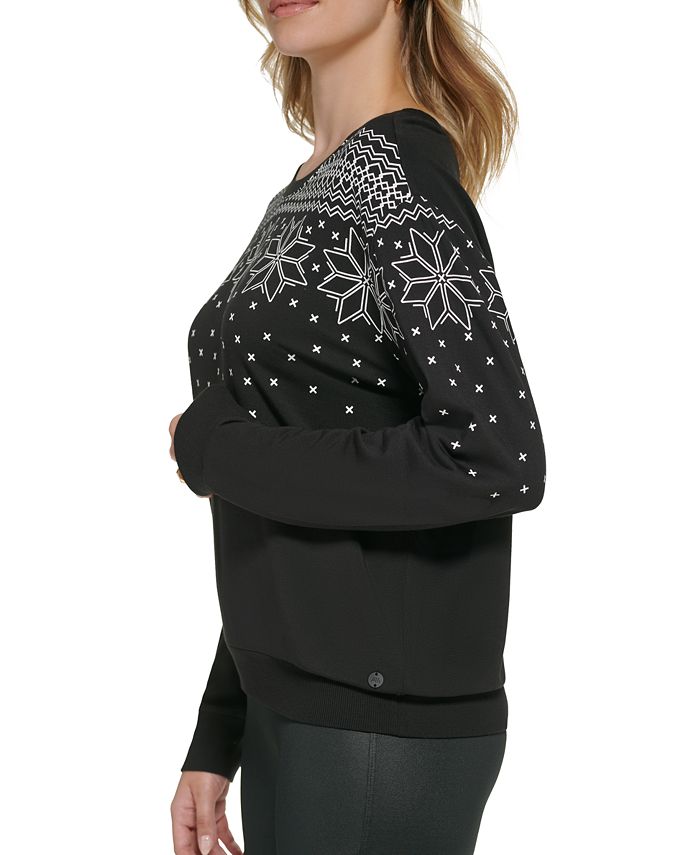 Marc New York Women's Snowflake Fleece Crew Neck Sweatshirt - Macy's