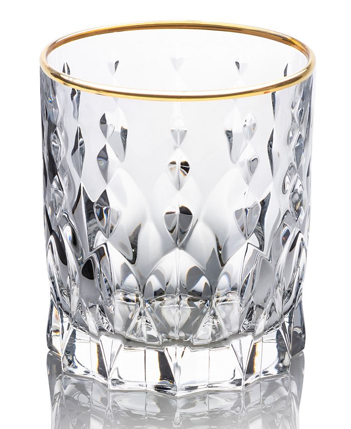 Lorren Home Trends Marilyn Gold-Tone Double Old Fashion (DOF) Tumblers ...