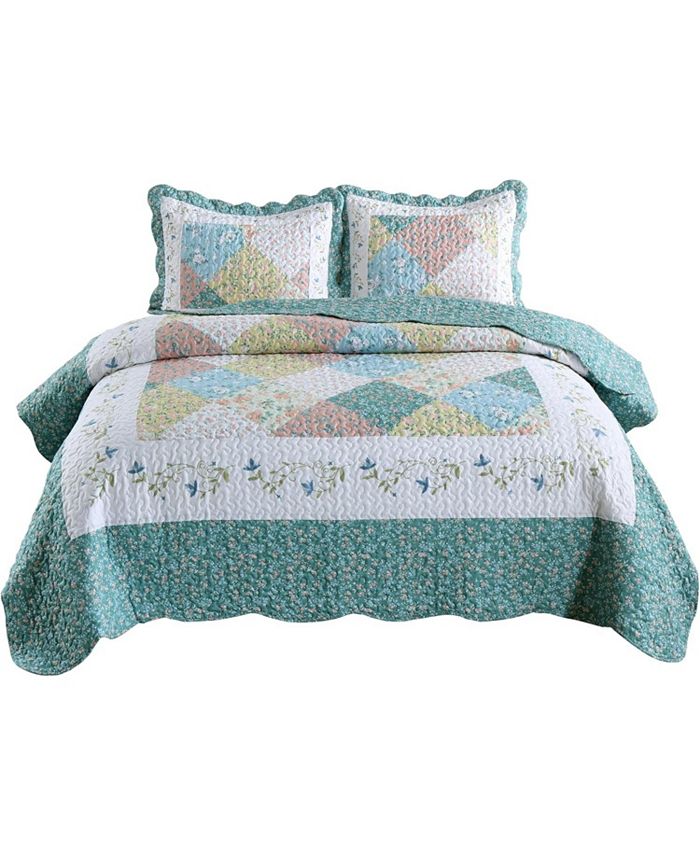 MarCielo 3 Piece Printed Quilt Set Bedspread Set B027 - King - Macy's