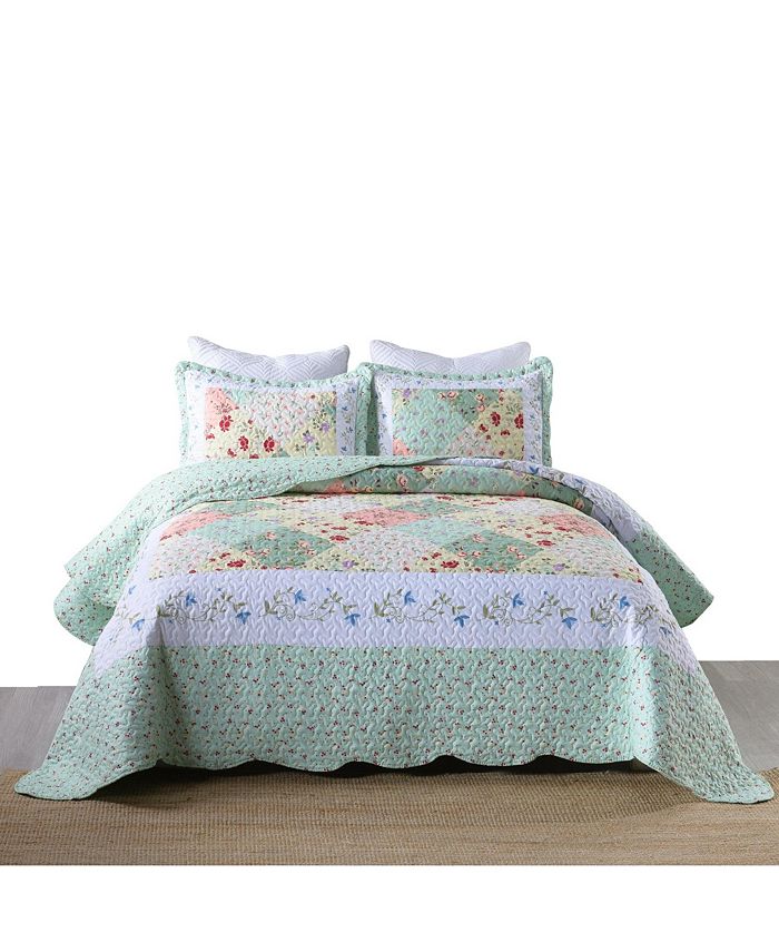 MarCielo 3 Piece Printed Quilt Bedspread Set B014 - Queen - Macy's