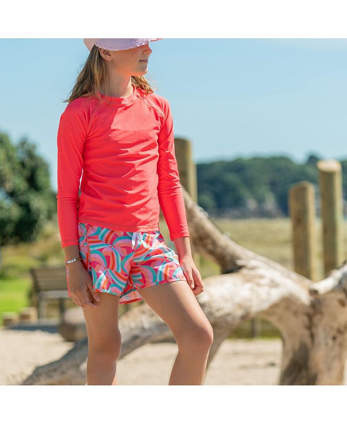 Snapper Rock Toddler, Child Girl Geo Melon Sustainable Board Shorts ...