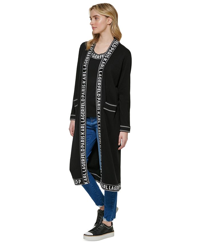 KARL LAGERFELD PARIS Women's Signature Open Duster Cardigan - Macy's