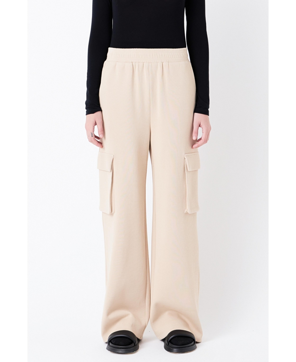 Click here for Womens Wide Knit Pants with Pockets - Nude prices