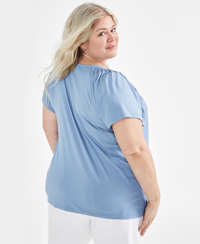 Style And Co Plus Size Pleat Neck Top Created For Macys Macys