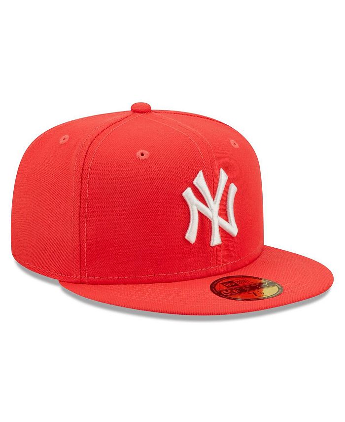 New Era Men's Red New York Yankees Lava Highlighter Logo 59FIFTY Fitted ...