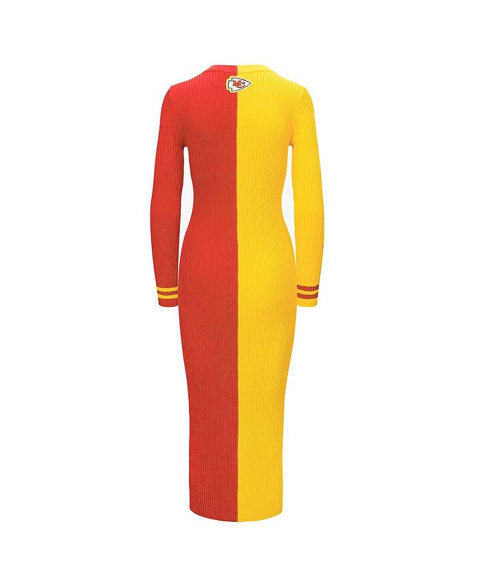 Staud Women's Gold, Red Kansas City Chiefs Shoko Knit Button-Up Sweater ...