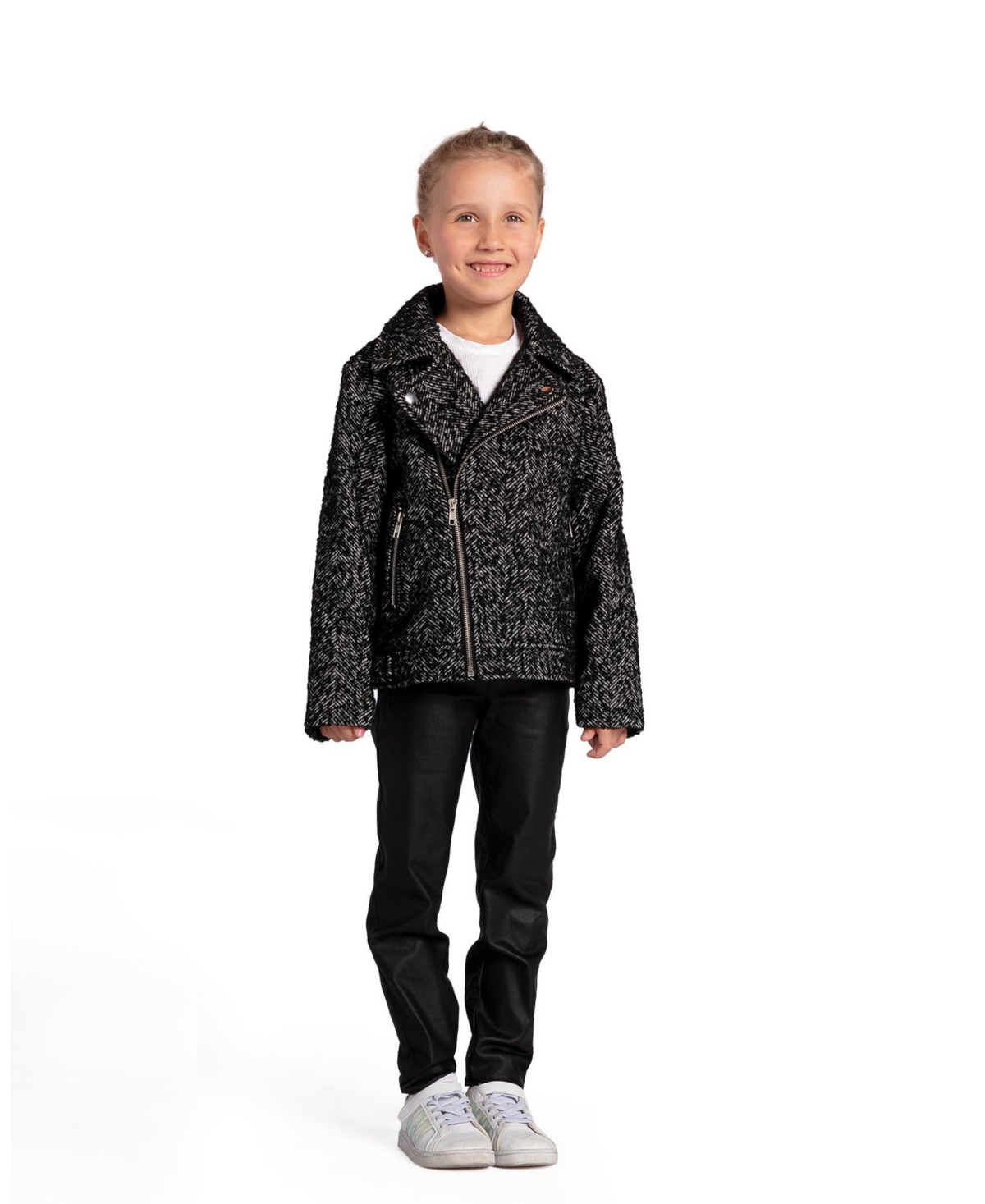 Click here for Girls Angels Face Biker Jacket - Child - Black prices