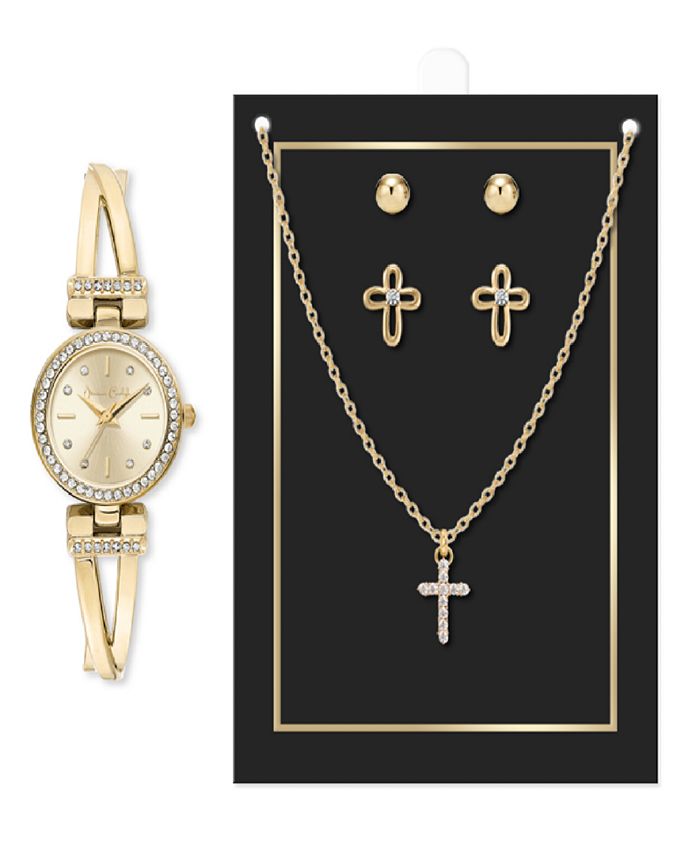 Jessica Carlyle Women's Quartz Gold-Tone Alloy Watch 26mm Gift Set - Macy's