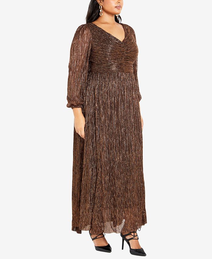 AVENUE Plus Size Lucia Plisse V-neck Maxi Dress - Macy's
