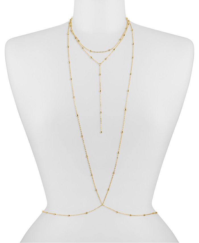OMA THE LABEL 18k Gold-Plated Dainty Bead Layered Body Chain - Macy's