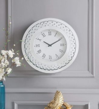 Streamdale Furniture Nysa Wall Clock In Mirrored & Faux Crystals - Macy's