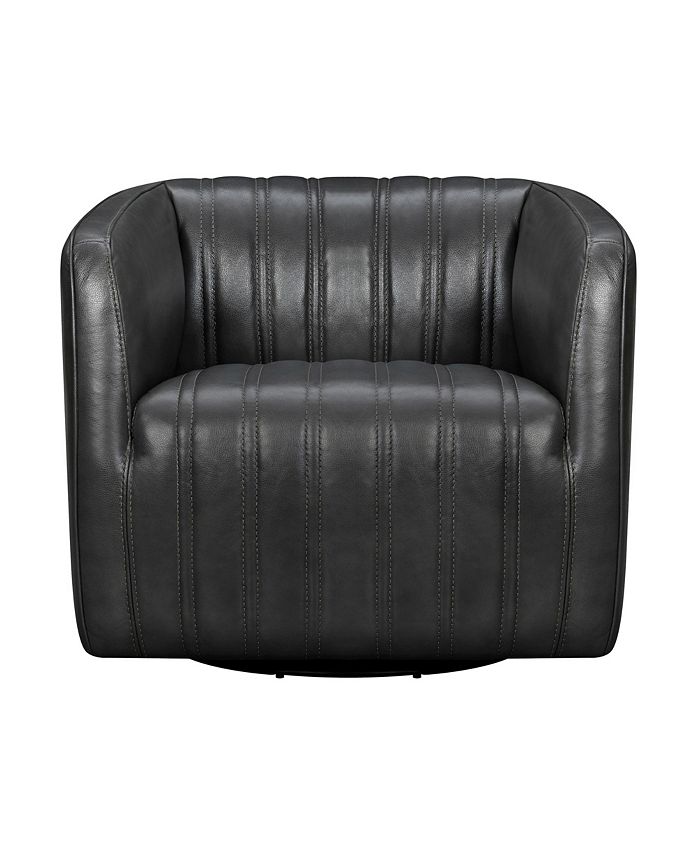 Armen Living Aries 31" Genuine Leather Swivel Barrel Chair - Macy's