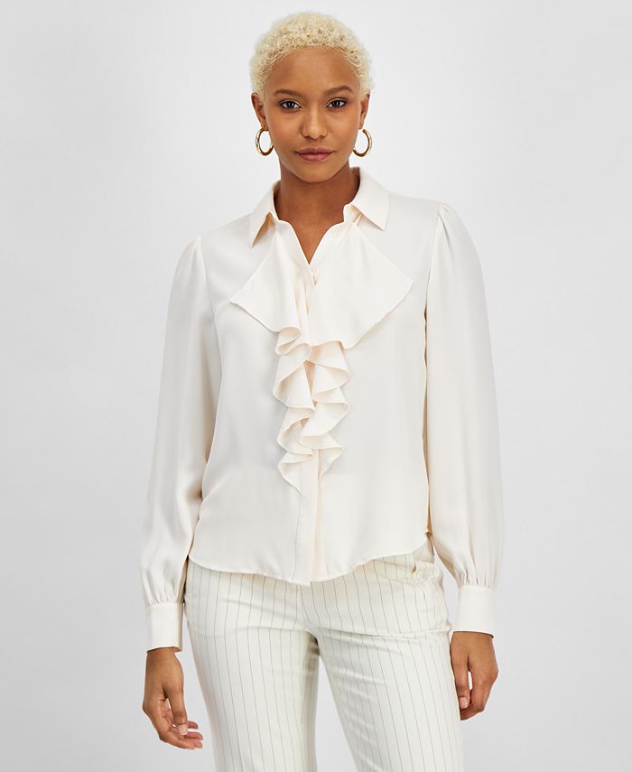 Bar III Women's Ruffle-Front Blouse, Created for Macy's - Macy's