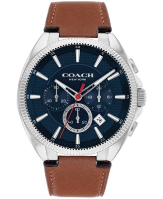 COACH Men's Jackson Saddle Leather Strap Watch 45mm - Macy's