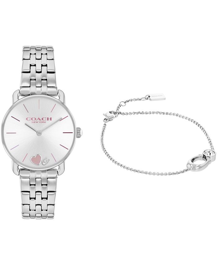COACH Women's Elliot Silver-Tone Stainless Steel Bracelet Watch 28mm ...