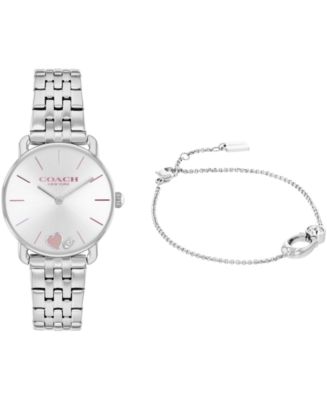 COACH Women's Elliot Silver-Tone Stainless Steel Bracelet Watch 28mm ...