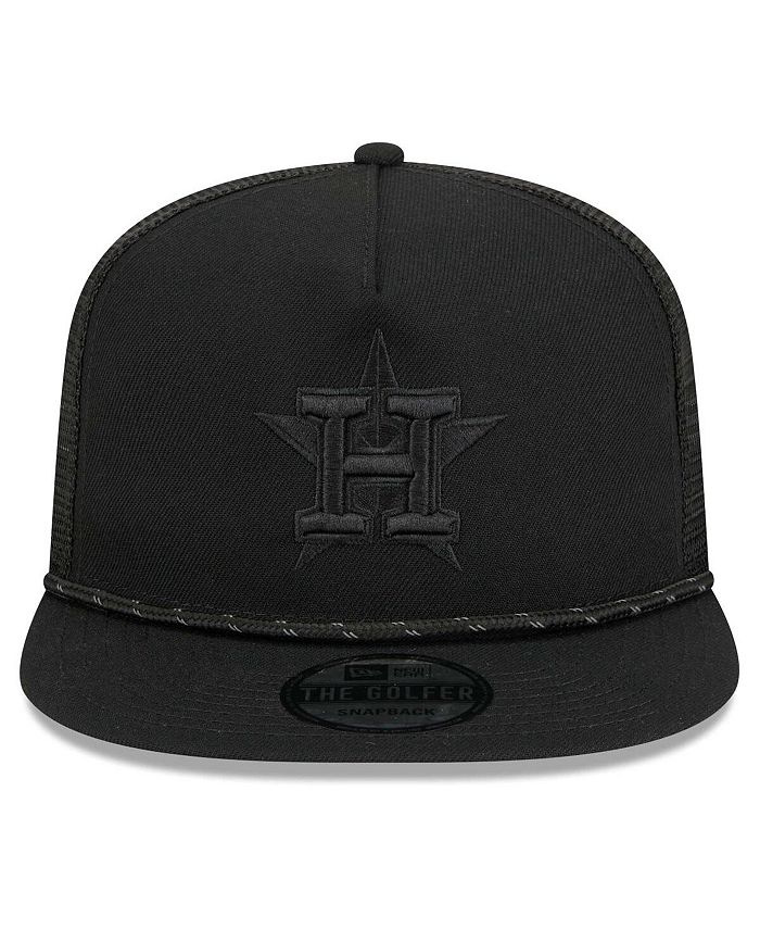 New Era Men's Houston Astros Black on Black Meshback Golfer Snapback ...