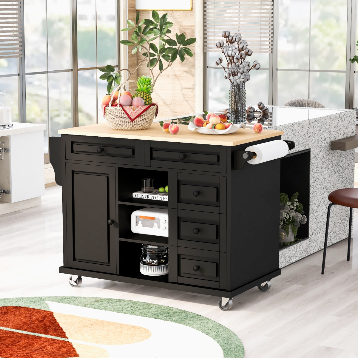 Click here for Streamdale Mobile Kitchen Cart with Rubber Wood De... prices