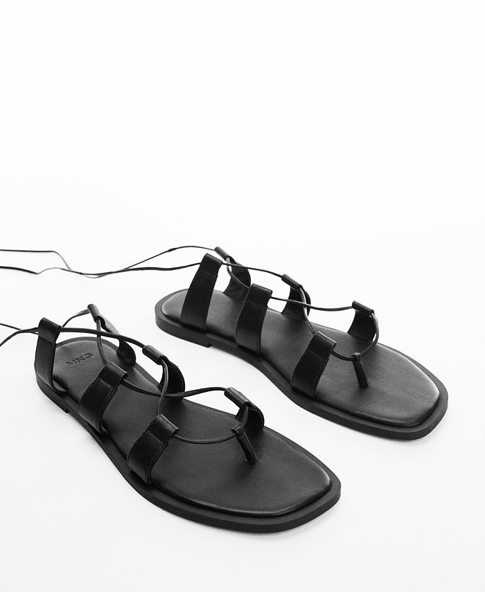 MANGO Women's Leather Straps Sandals - Macy's