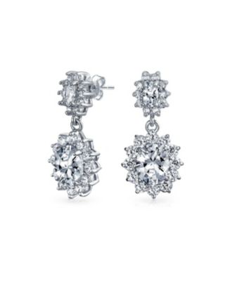 Art Deco Style Crown Halo Oval Cubic Zirconia Clear AAA CZ Fashion Small Formal Dangle Drop ...