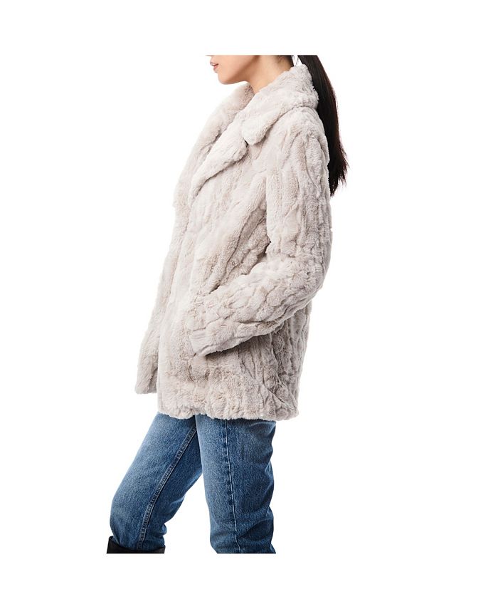 Bernardo Women's Textured Faux Fur Mid Length Jacket - Macy's