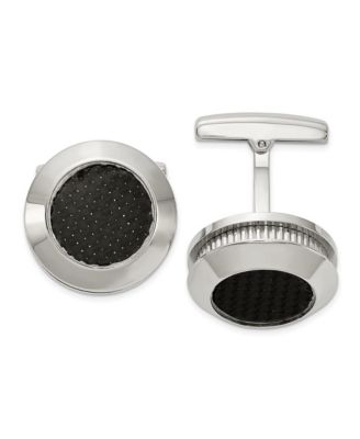 Chisel Stainless Steel Textured Black Carbon Fiber Inlay Cufflinks - Macy's