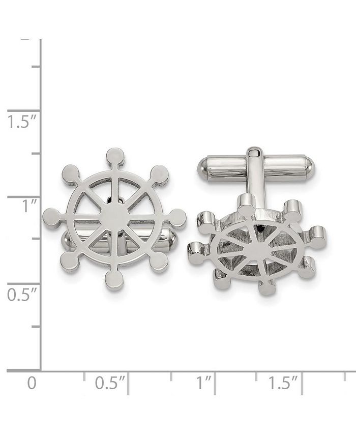 Chisel Stainless Steel Polished Ship's Wheel Cufflinks - Macy's