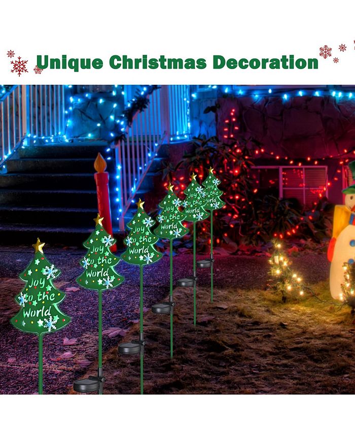 Yescom Solar Christmas Tree Stake Lights Solar Pathway Light for Garden ...