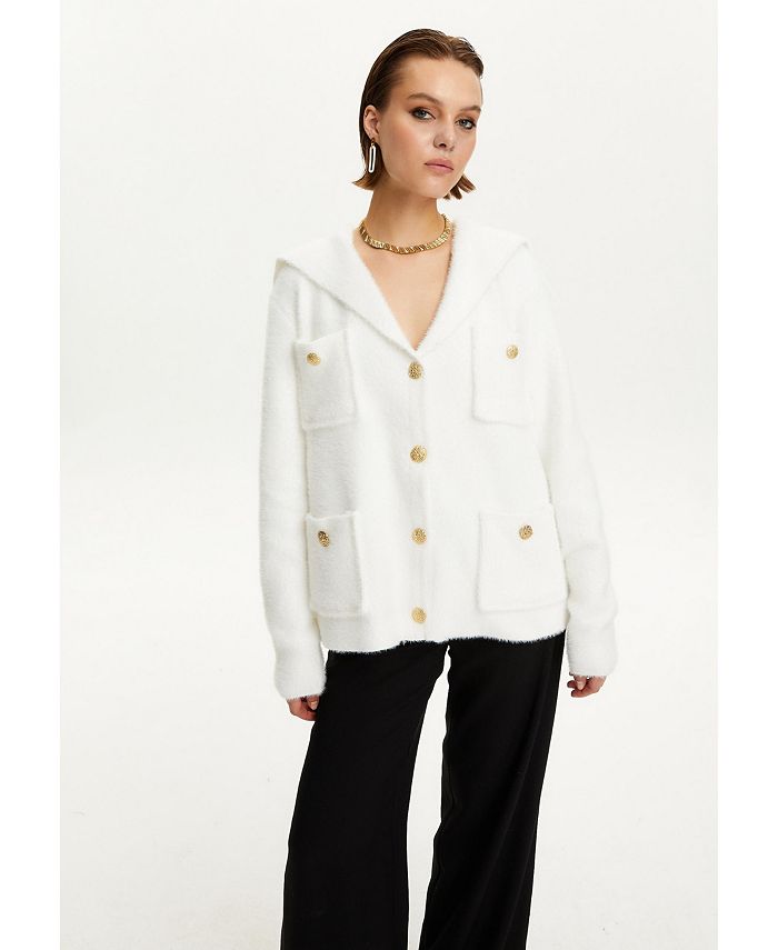NOCTURNE Women's Sailor Collar Knit Cardigan - Macy's