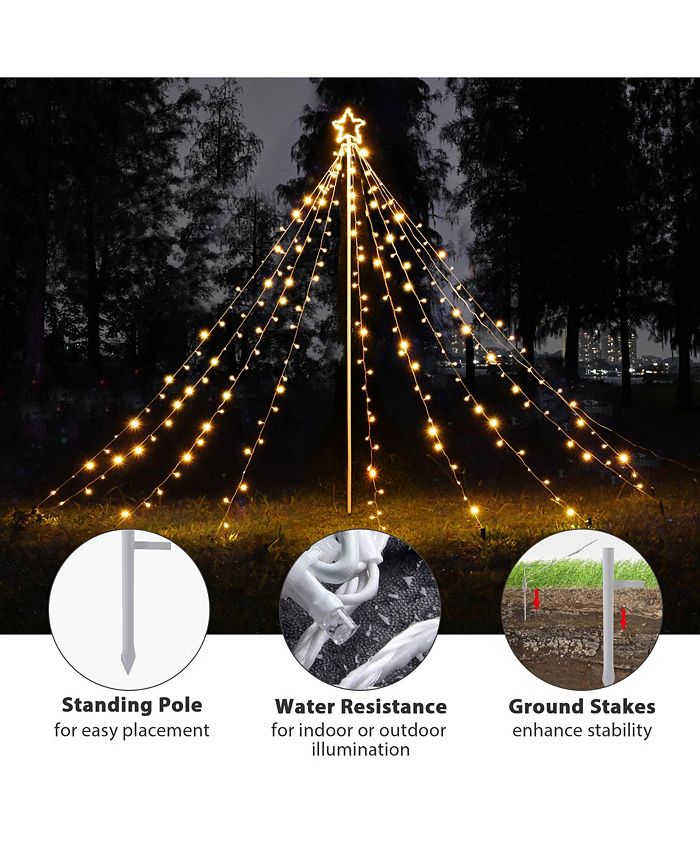 Yescom LED Cone Tree Light with Star Finial 9 Strings Christmas ...