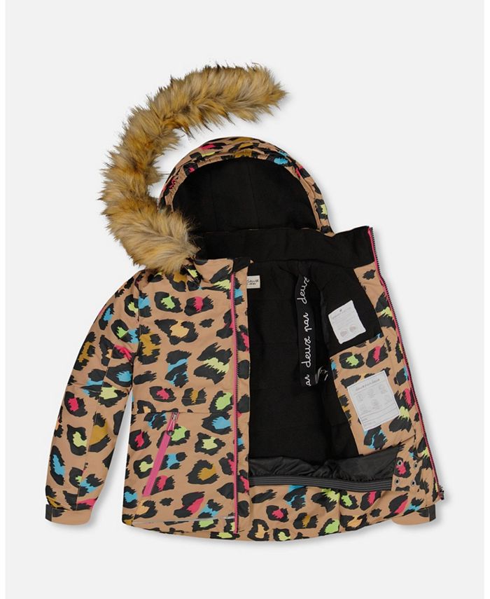 Deux par Deux Girl Two Piece Snowsuit With Colorful Leopard Print ...