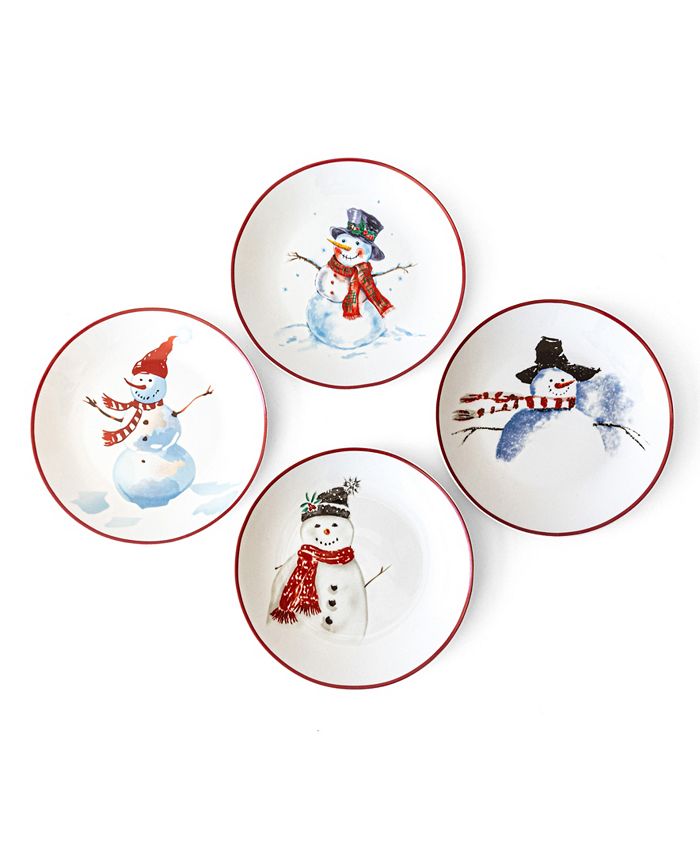 over&back Snowman Plates, Set of 4 - Macy's